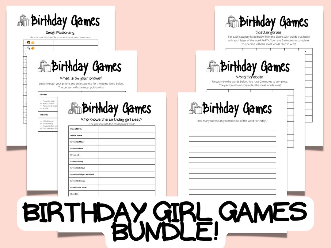 Birthday Party Games Bundle, Birthday Games Printable, Party Games ...