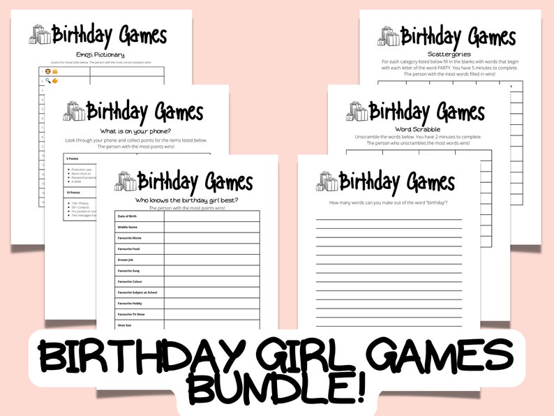Birthday Party Games Bundle, Birthday Games Printable, Party Games ...