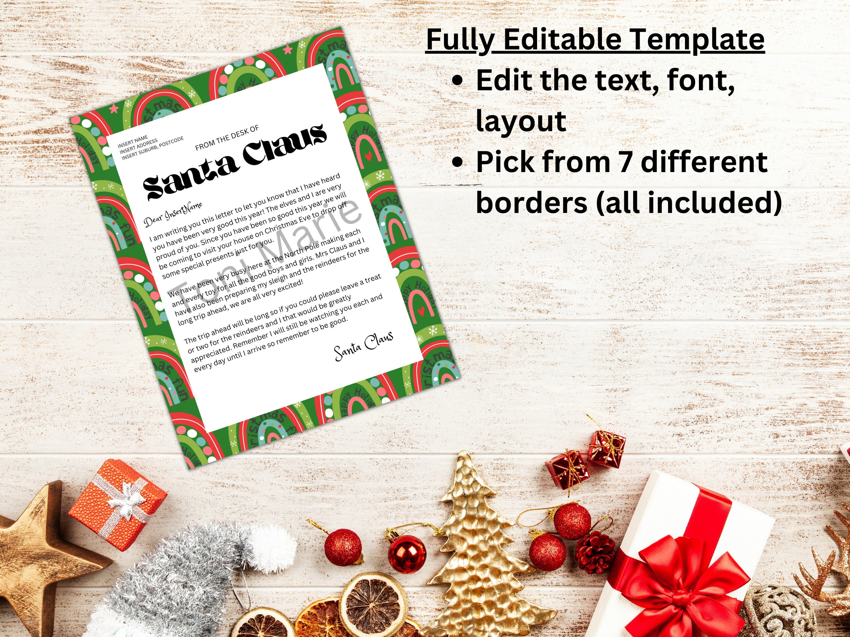 Editable Letter From Santa Santa Letter Santa Claus Letter - Etsy