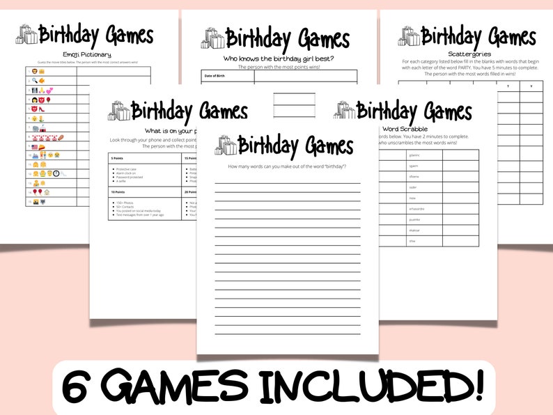 Birthday Party Games Bundle, Birthday Games Printable, Party Games ...