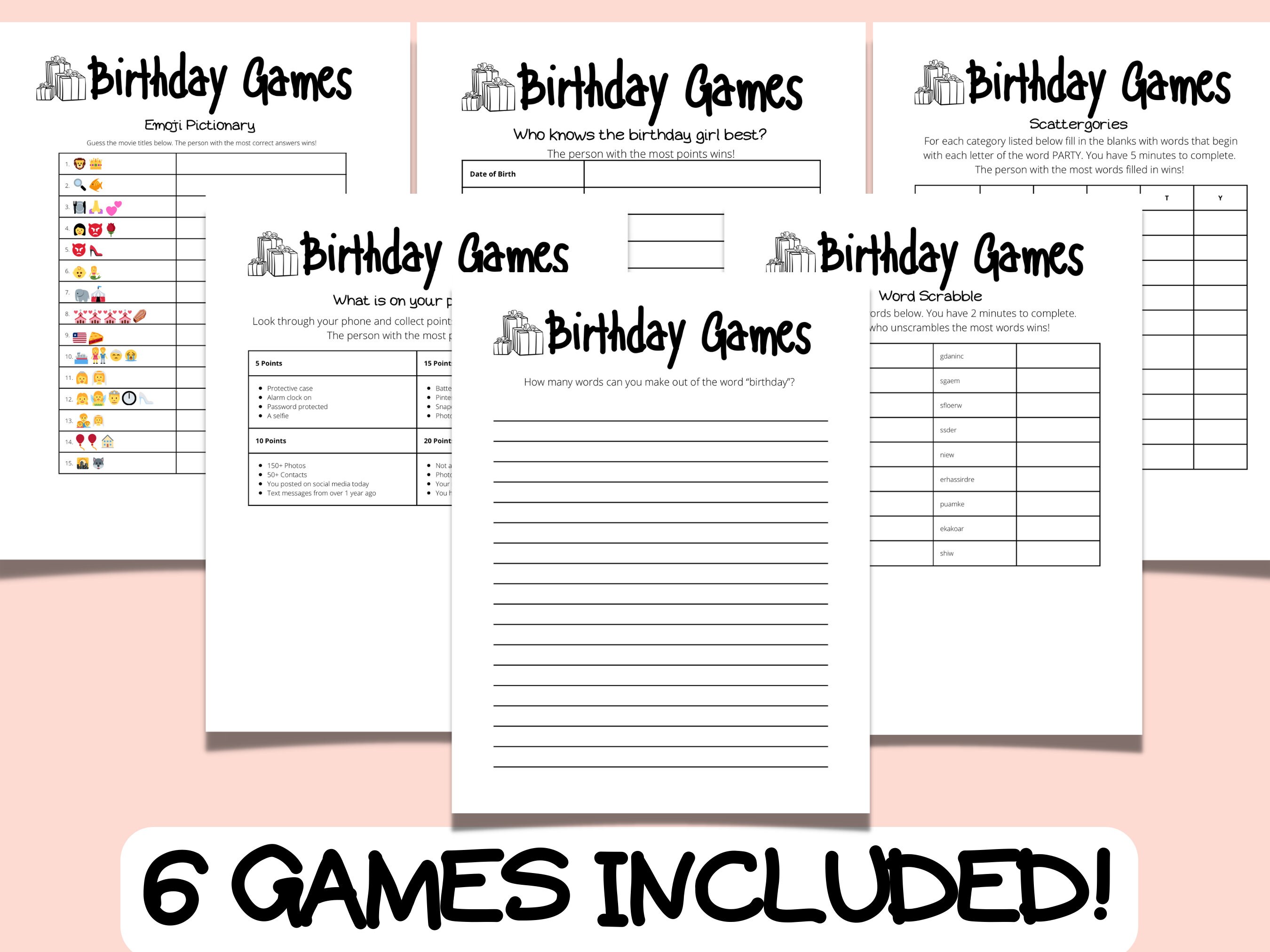 Birthday Party Games Bundle, Birthday Games Printable, Party Games ...