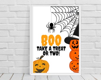 Halloween Treat Sign Trick or Treat Take Something Sweet Be - Etsy
