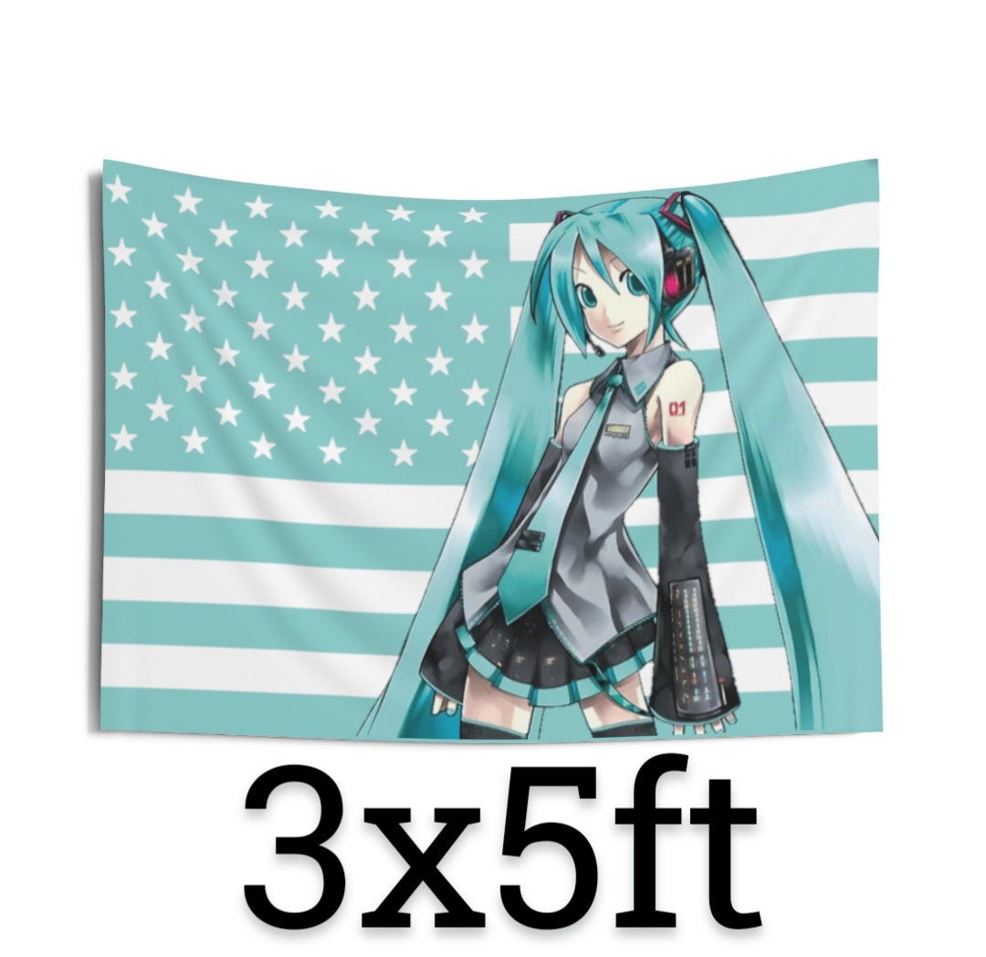 BIGGER Hatsune Miku, drapeau américain, instrument vocal, 3X5FT - Etsy ...
