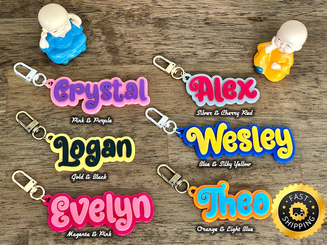 Curly - Custom Keychain, Personalized Name Tag, Name Keychain ...
