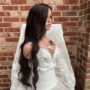 30 Inches Dart Brown Middle Parting Natural Wavy Wigs/ Heat Resistant ...