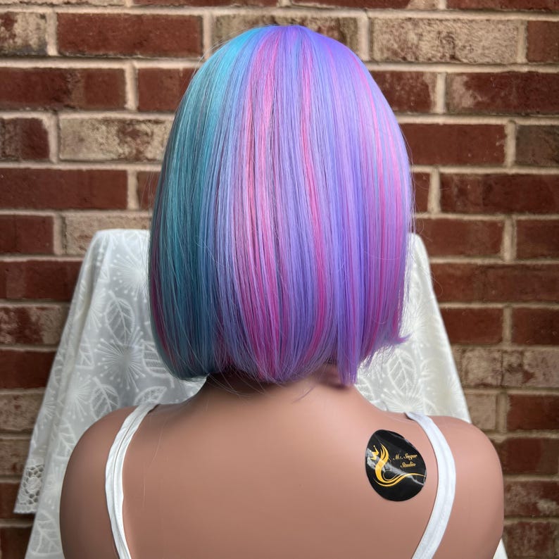 Short Straight Multi Color Bob Wig for Cosplay and Party/ Heat ...