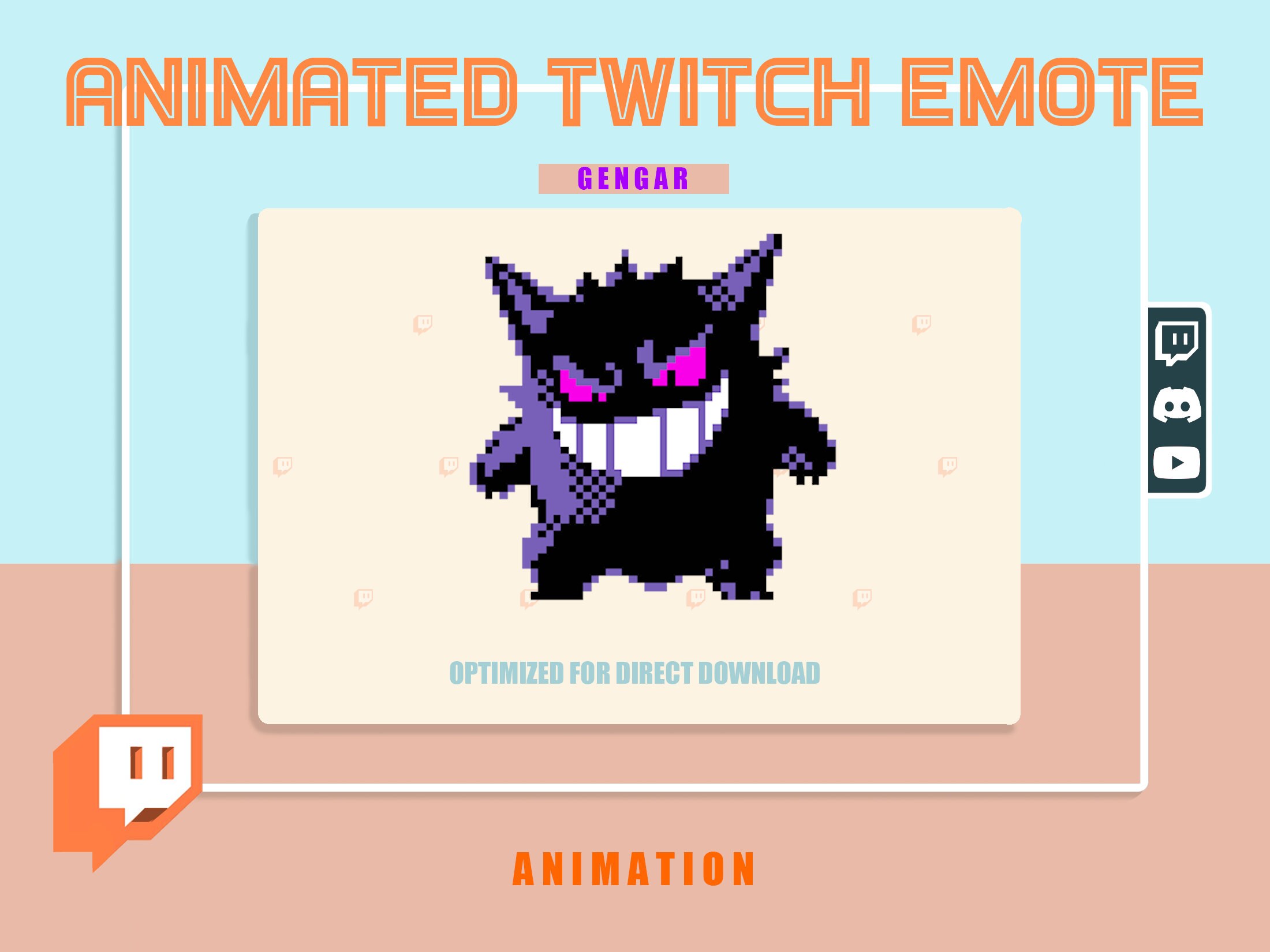 ANIMATED Scary GENGAR Pixelated Emote/ Emoji Pokemon W/ Transparent ...