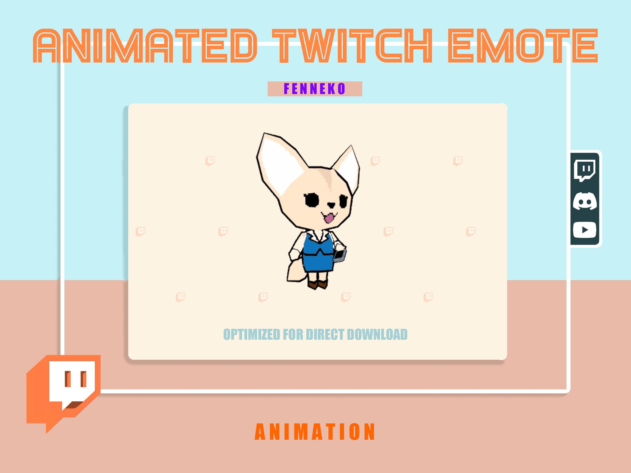 ANIMATED FENNNEKO Low Poly Emote/ Emoji for Twitch/ Discord/ Chat - Etsy