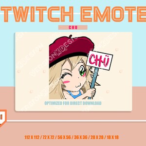 Cute Anime Girl W/ CHU Sign (HAT GIRL) Emote!!! (transparent Background ...