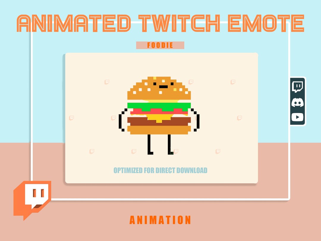 Animated FOODIE BURGER Emote, Twitch, Discord, Emoji Sticker, W ...