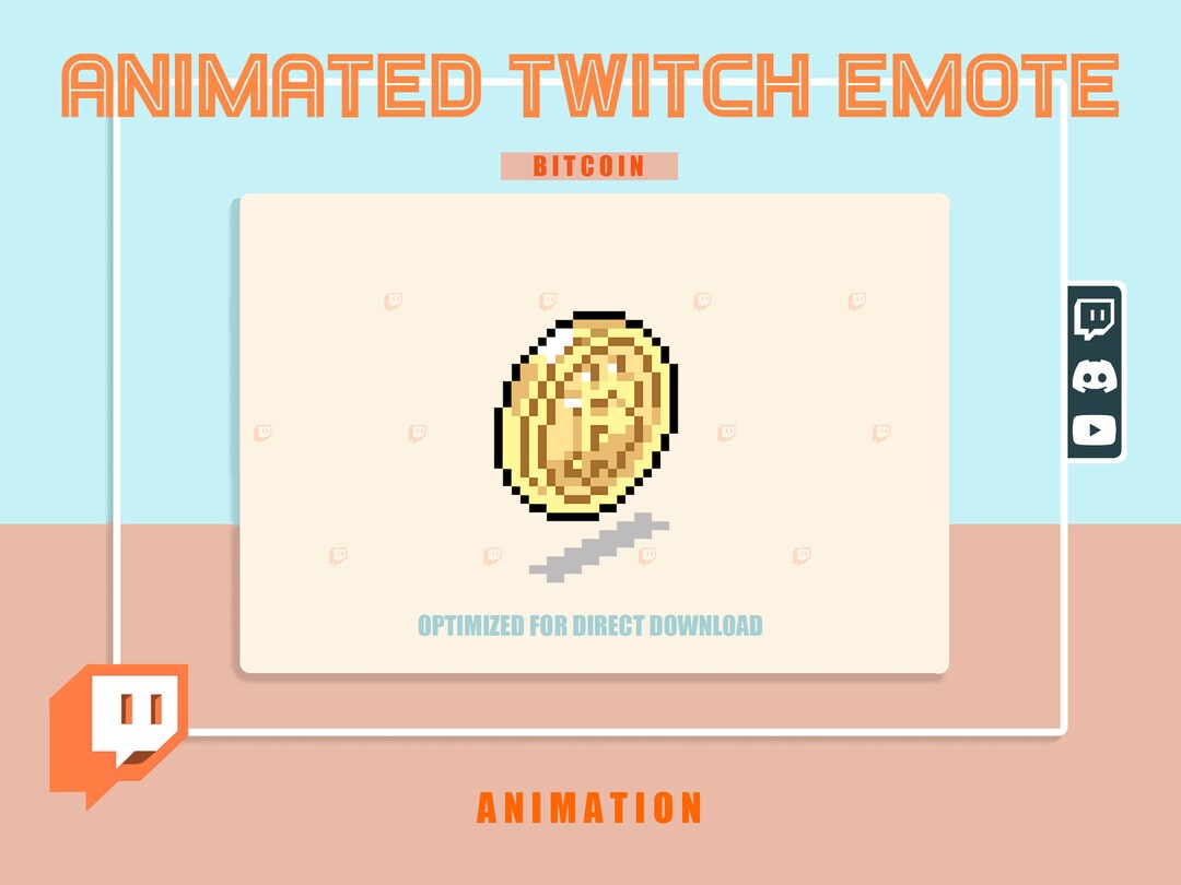ANIMATED Spinning Pixelated Bitcoin Emote/ Emoji With Transparent ...
