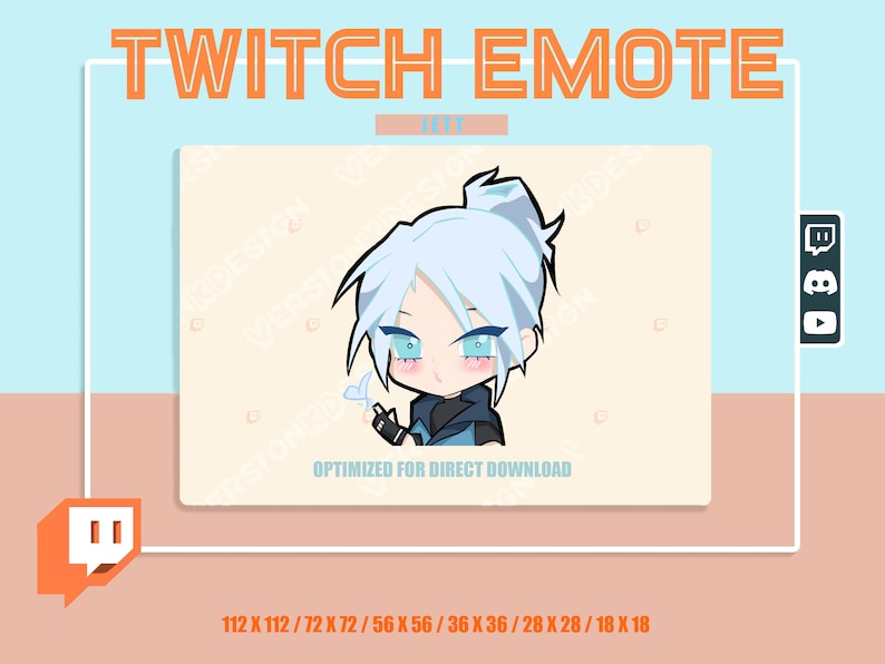 Cute Chibi JETT transparent BG / Valorant/ Cute Jett Meme Sub Emoji for ...