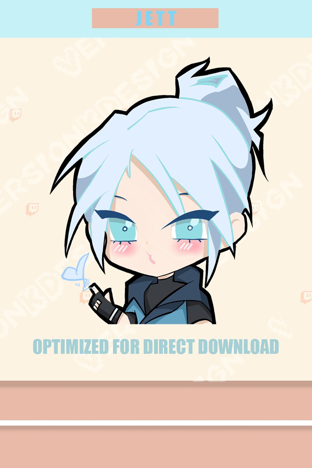 Cute Chibi JETT transparent BG / Valorant/ Cute Jett Meme Sub Emoji for ...