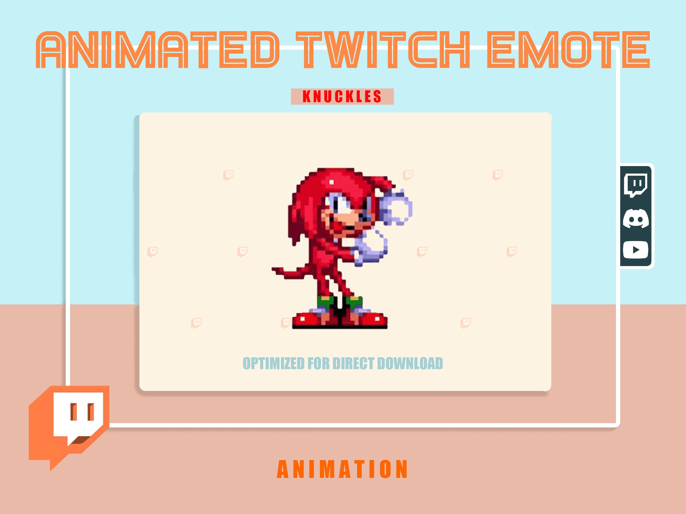 ANIAMTED Dancing Knuckles the Echidna Emote/ Emoji Sega/ SONIC Cute ...