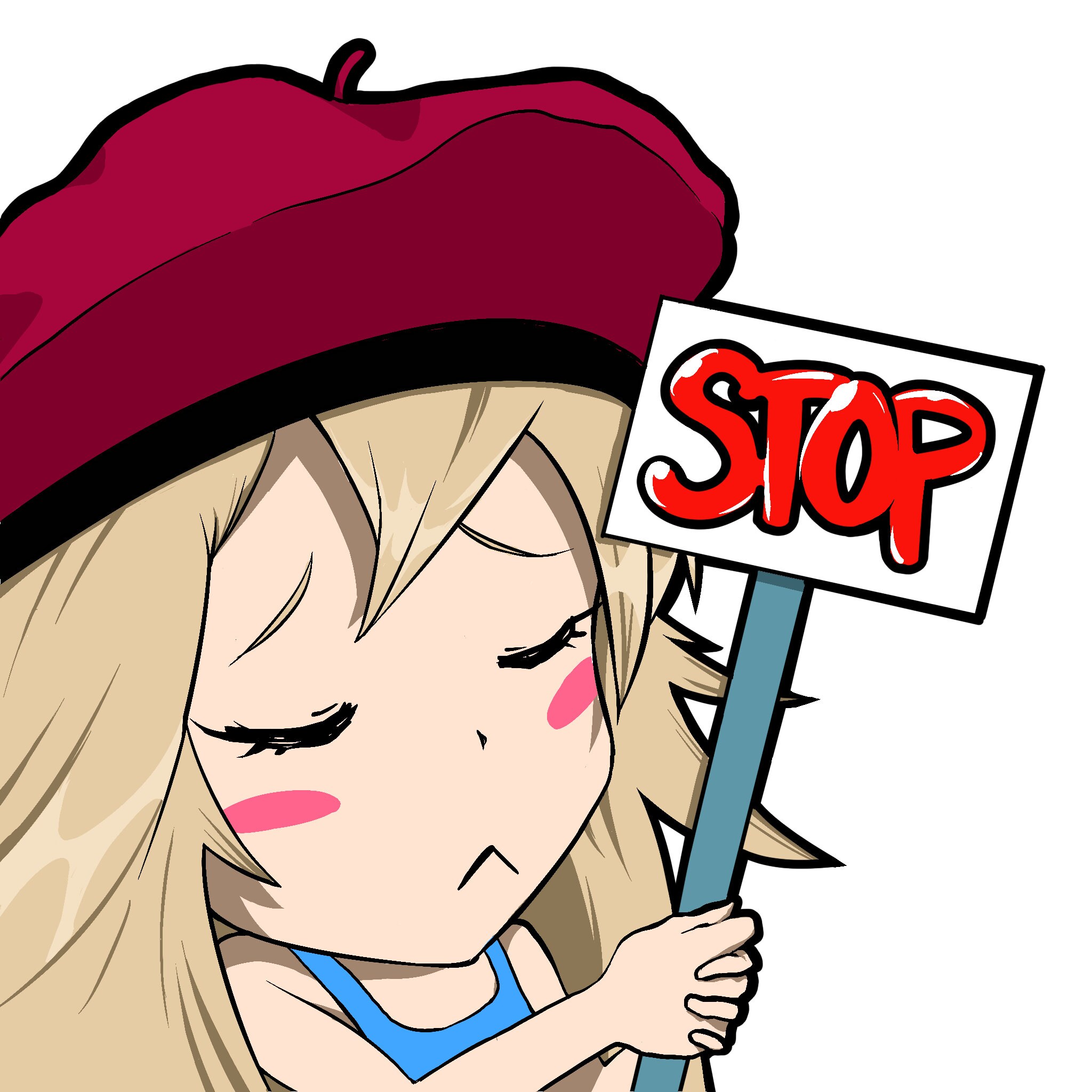 Cute Anime Girl W/ STOP Sign (HAT GIRL) Emote!!! (transparent ...