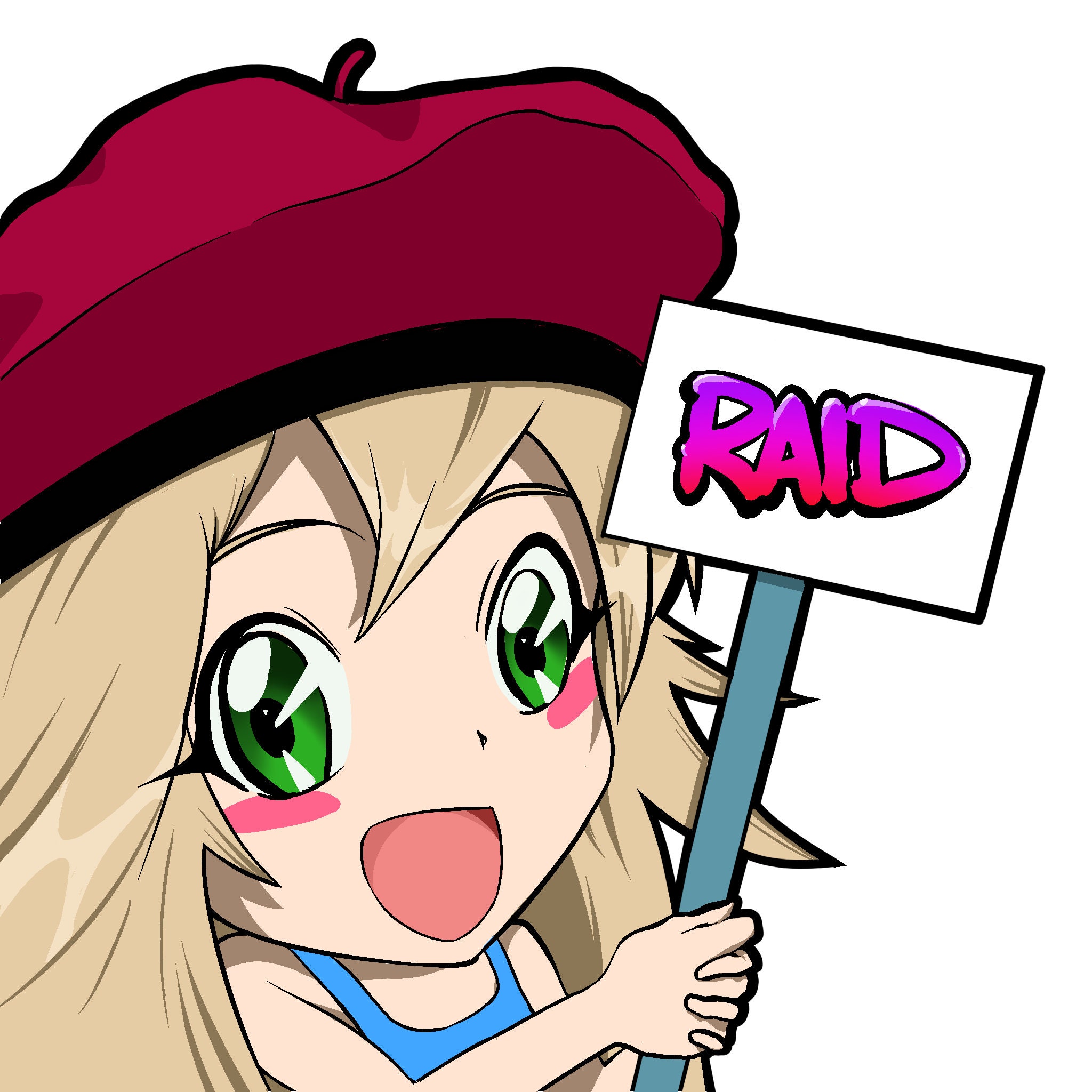 Cute Anime Girl W/ RAID Sign (HAT GIRL) Emote!!! (transparent ...