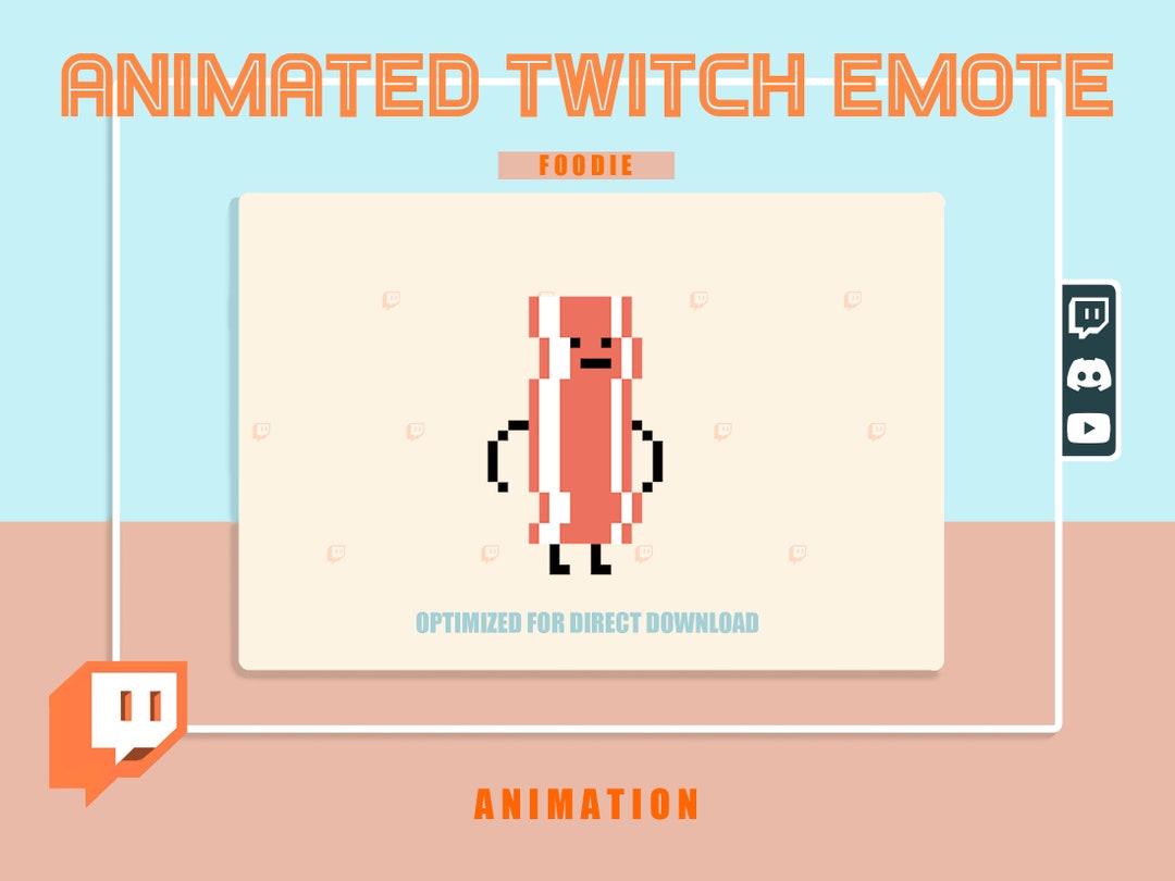 ANIMATED Foodie 'BACON' Emote, Twitch, Discord, Emoji Sticker, W ...