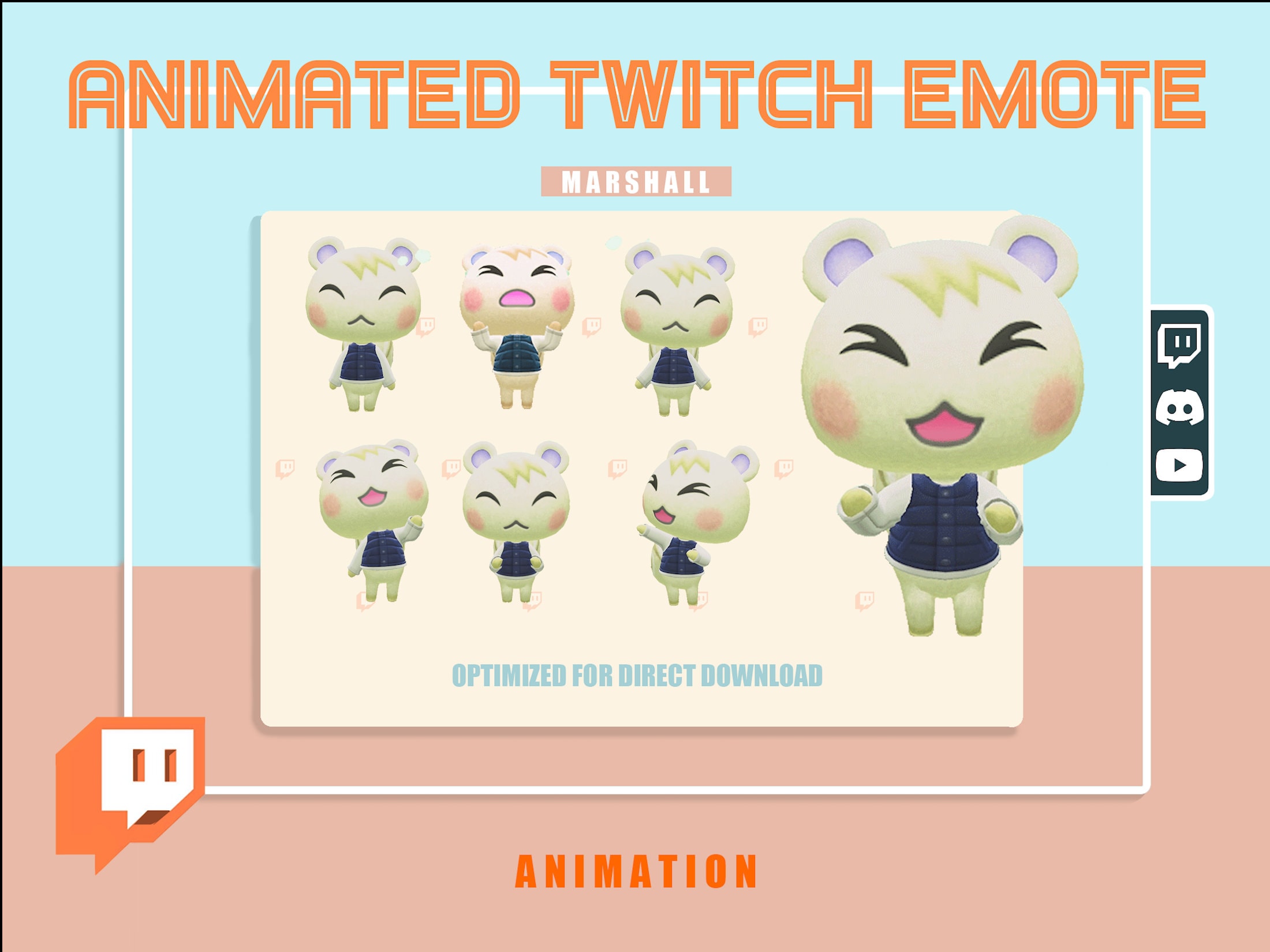 ANIMATED Low Poly MARSHALL 7 PACK From Animal Crossing Emote/ Emoji for ...