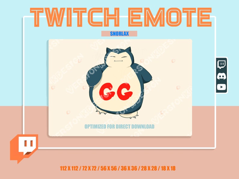 Twitch Emote (transparent) /GG Snorlax, Good Game, GG Emotes / Cute ...