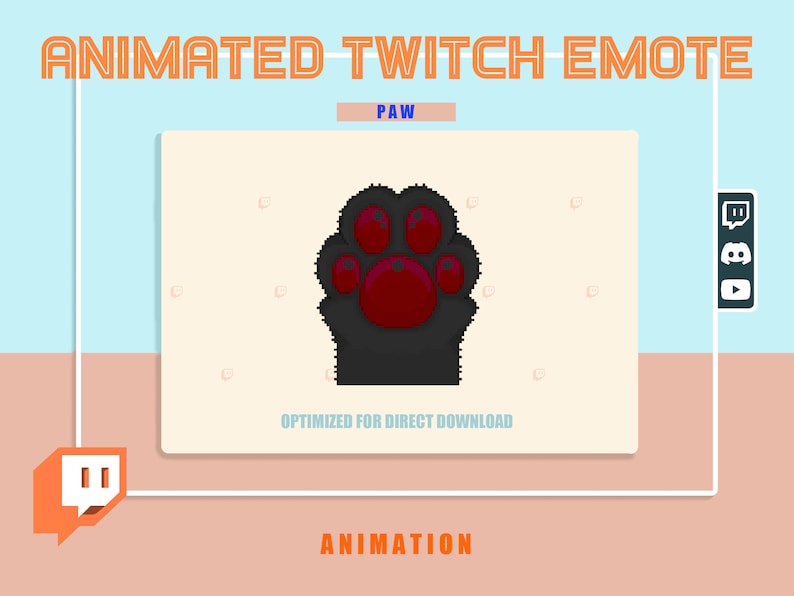 ANIMATED Waving BLACK Cat PAW Emote/ Emoji W/ Transparent Background is ...