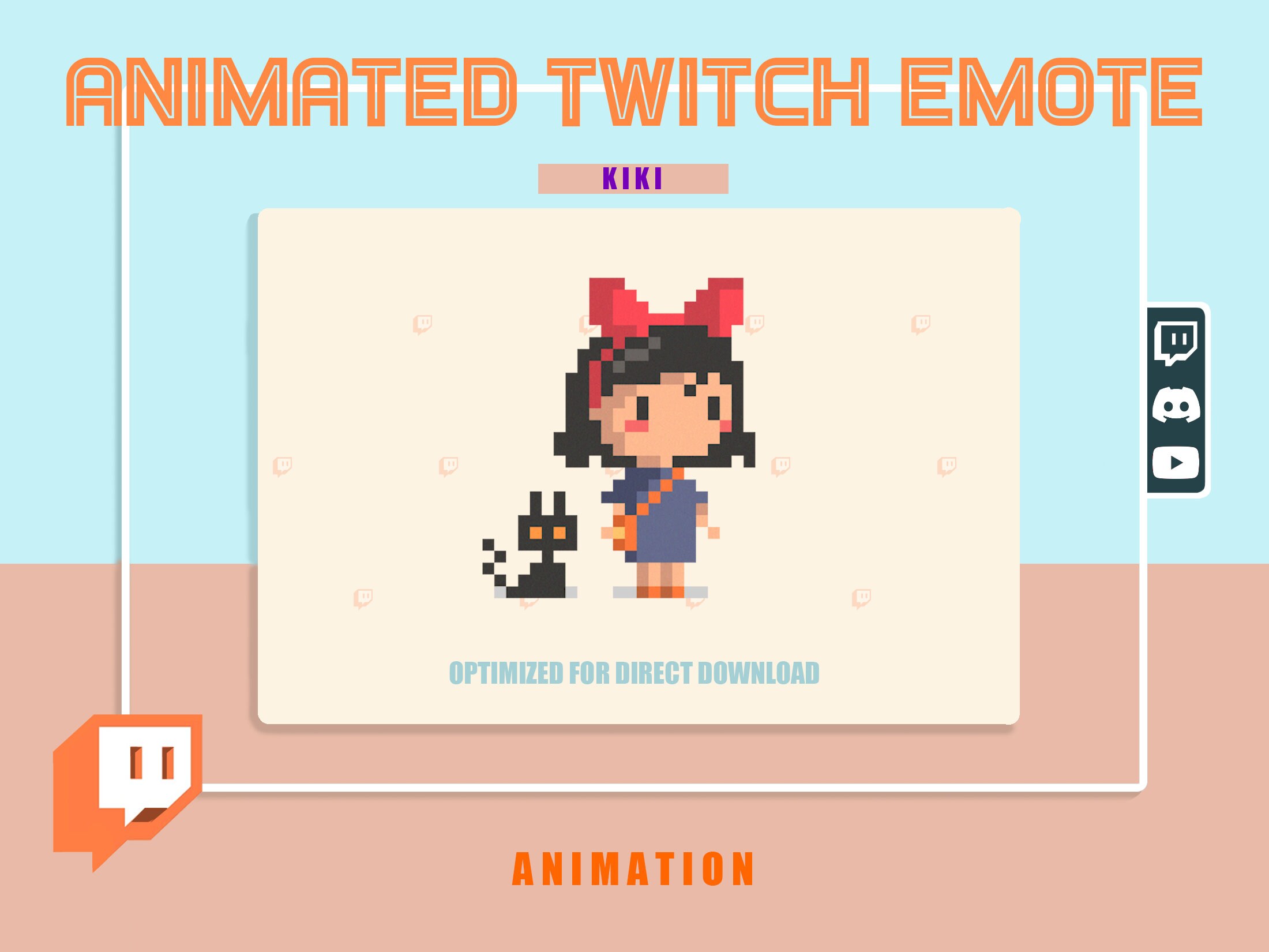 ANIAMTED Kiki and Gigi Pixelated Emote/ Emoji Japan/ STUDIO GHIBLI Cute ...