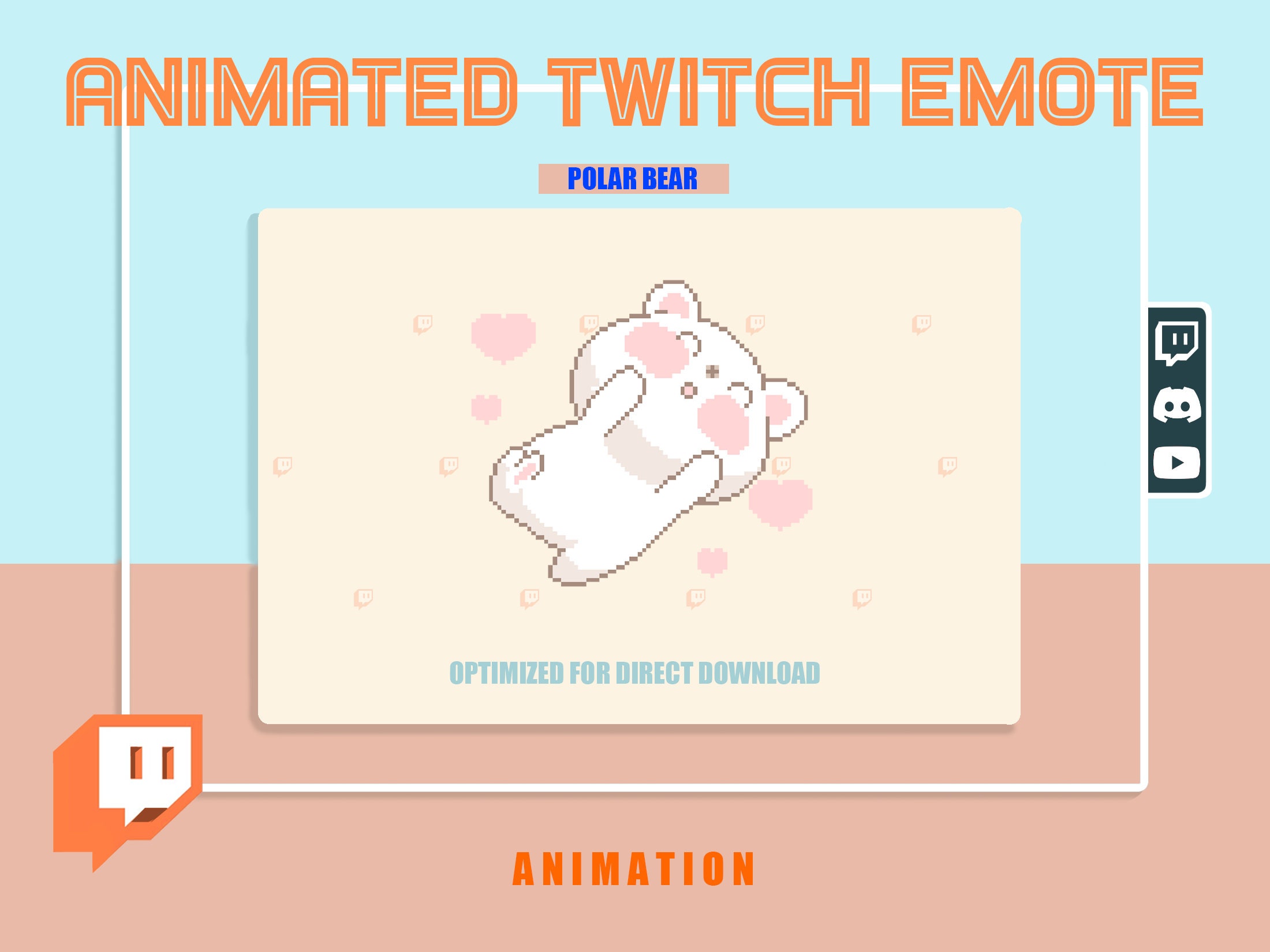 ANIMATED Cute Polar Bear Emote/ Emoji W/ Transparent Background is ...