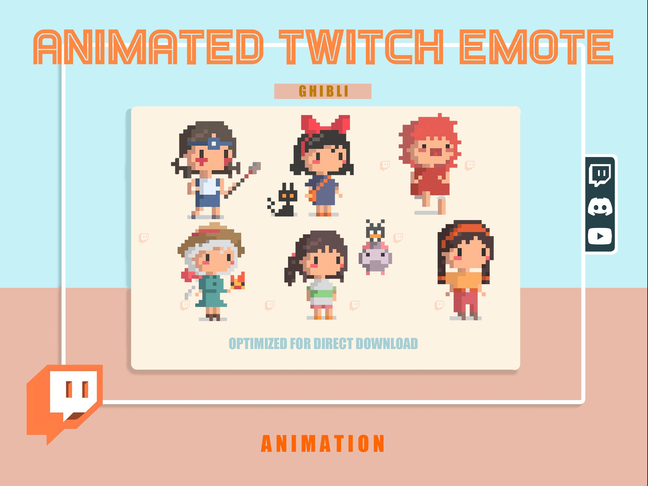 Animated GHIBLI All Stars Chibi Pack Pixelated Emote/ Emoji Japan/ Cute ...