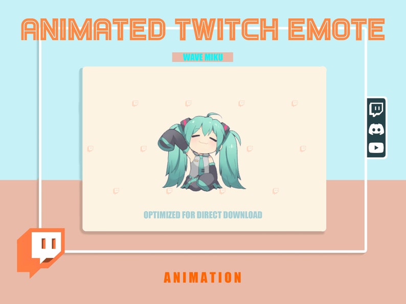 ANIMATED Waving Hatsune Miku Emote / Emoji - Etsy
