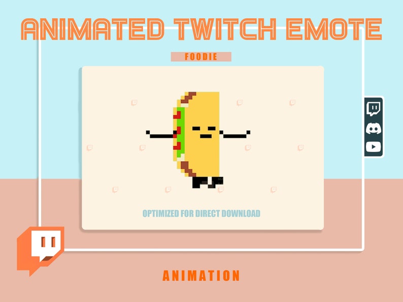 Animated FOODIE TACO Emote, Twitch, Discord, Emoji Sticker, W ...