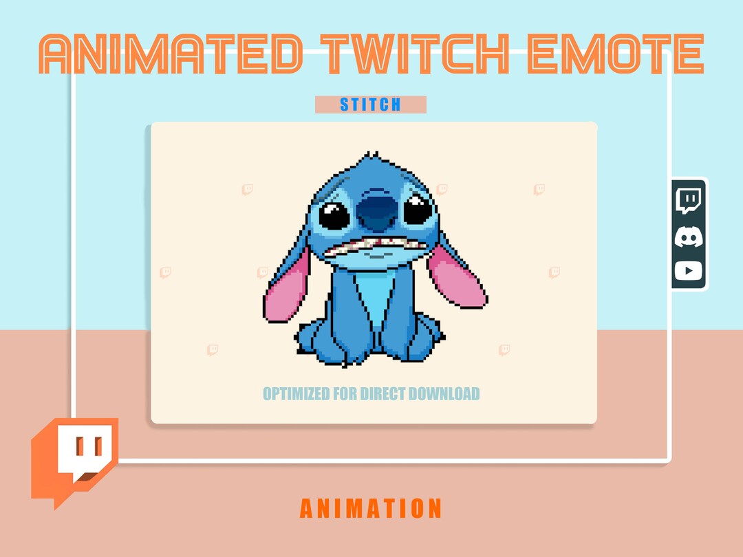 ANIAMTED Sad Stitch Pixelated Emote/ Emoji Cute With Transparent ...