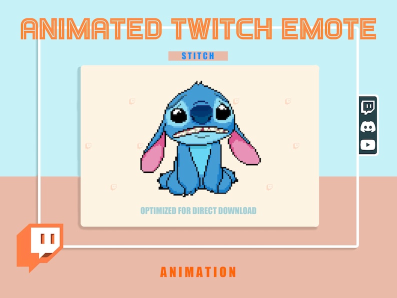 ANIAMTED Sad Stitch Pixelated Emote/ Emoji Cute With Transparent ...