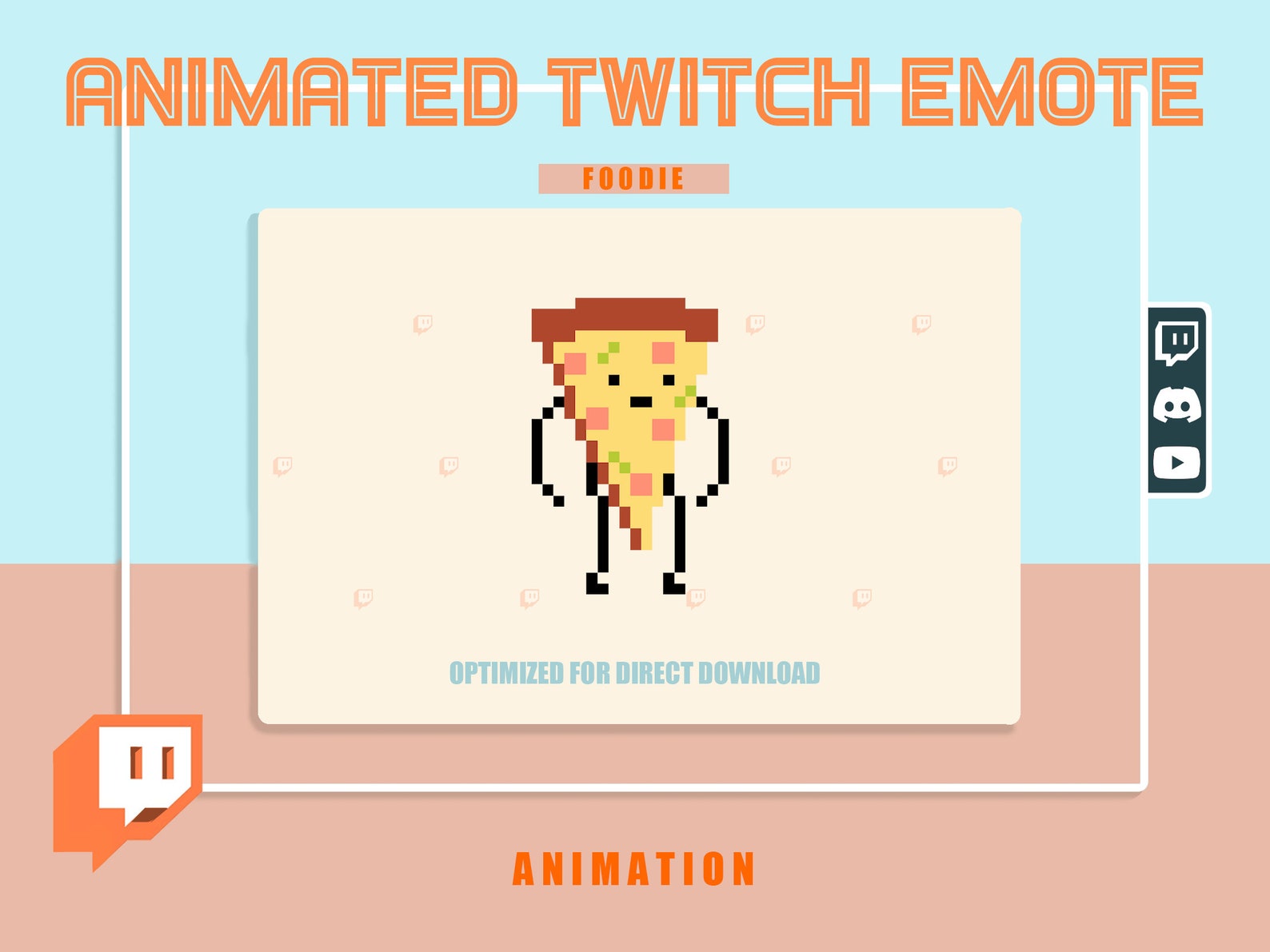 ANIMATED FOODIES PIZZA Pixelated Emote/ Emoji Perfect for a Food Themed ...