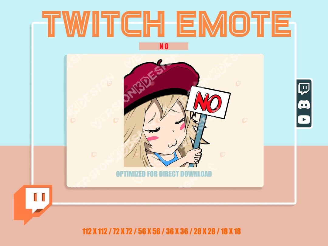 Cute Anime Girl W/ NO Sign (HAT GIRL) Emote!!! (transparent Background ...