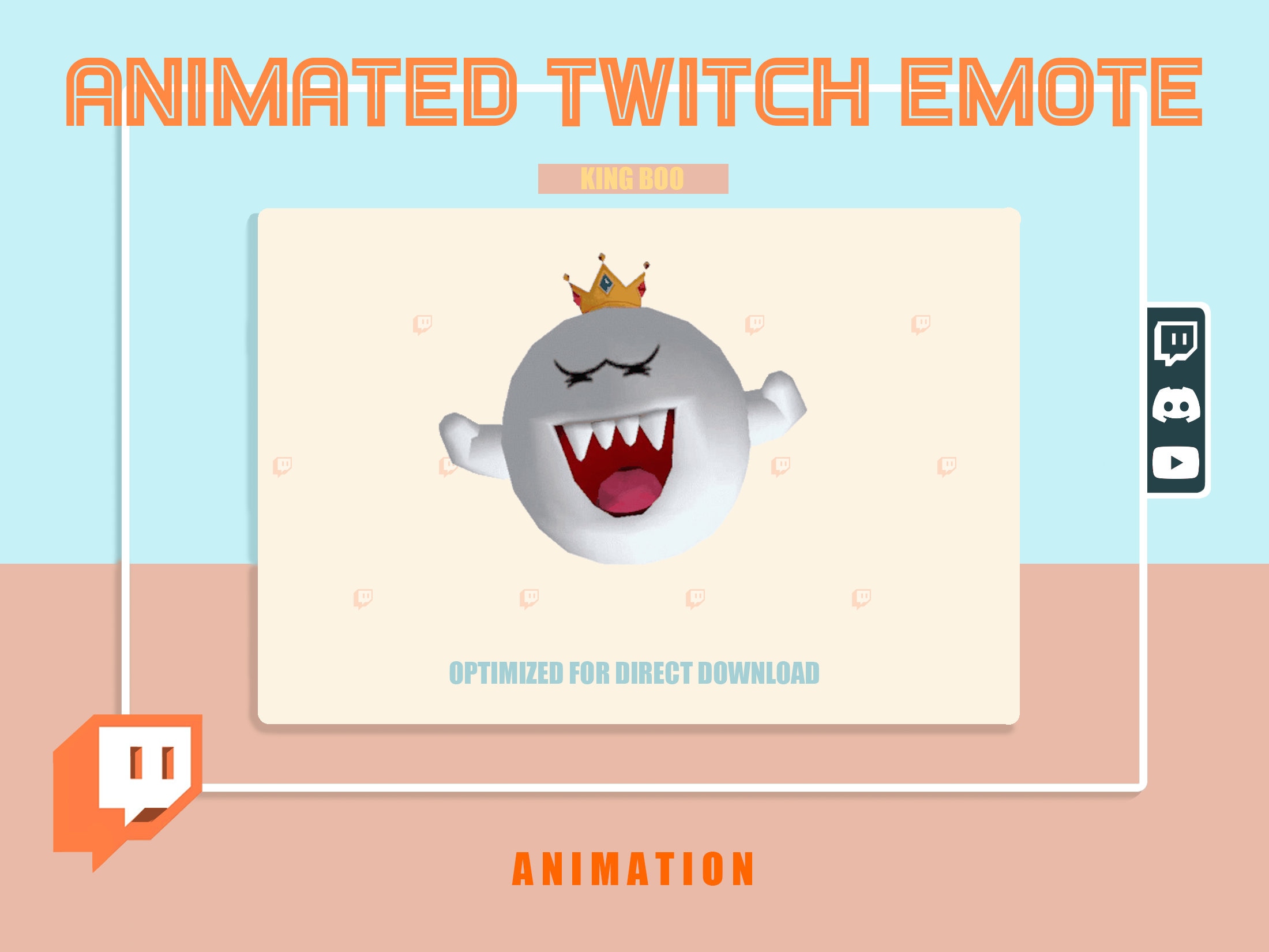 ANIMATED King BOO Dancing Low Poly Pixelated Emote (TRANSPARENT ...