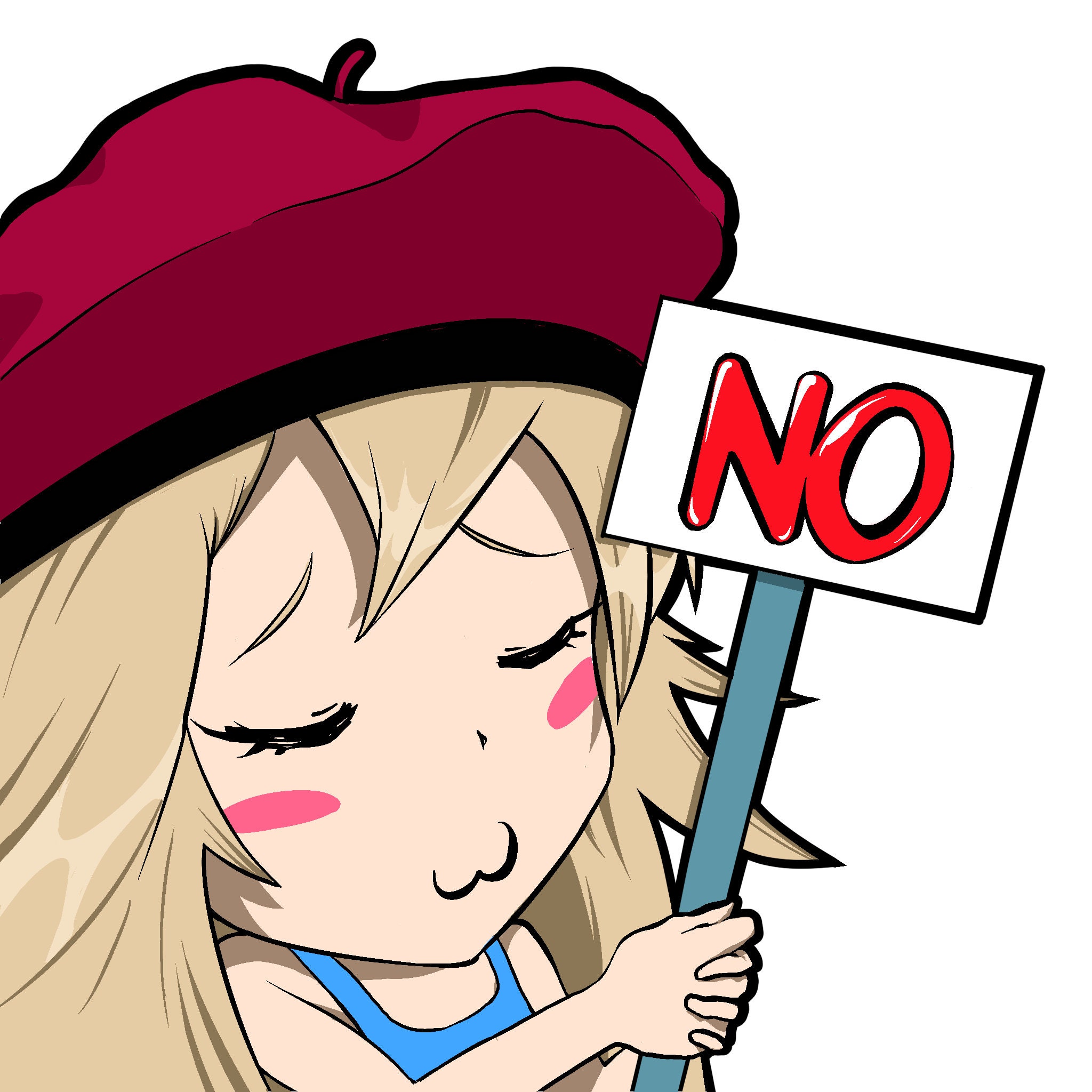 Cute Anime Girl W/ NO Sign (HAT GIRL) Emote!!! (transparent Background ...