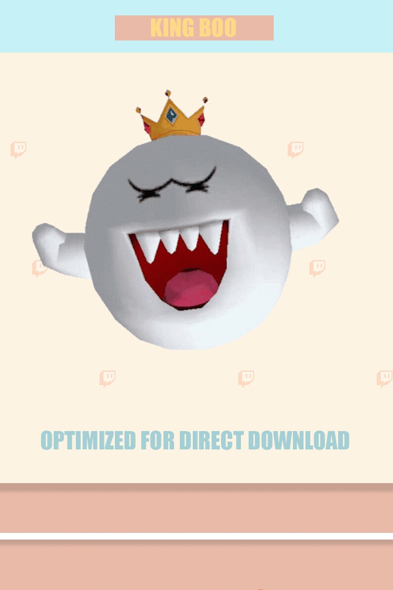 ANIMATED King BOO Dancing Low Poly Pixelated Emote (TRANSPARENT ...