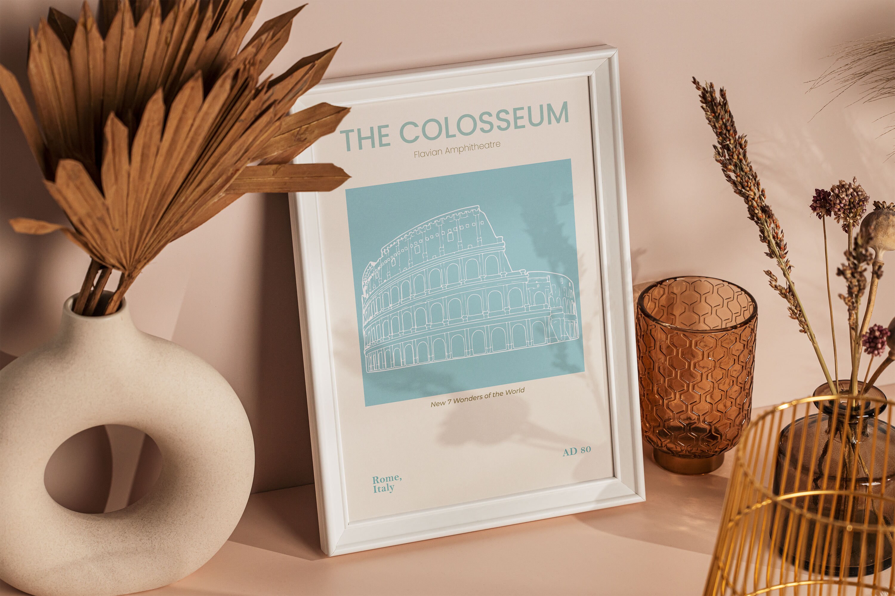 The Colosseum Art Print, 7 Wonders of the World, the Colosseum Poster ...
