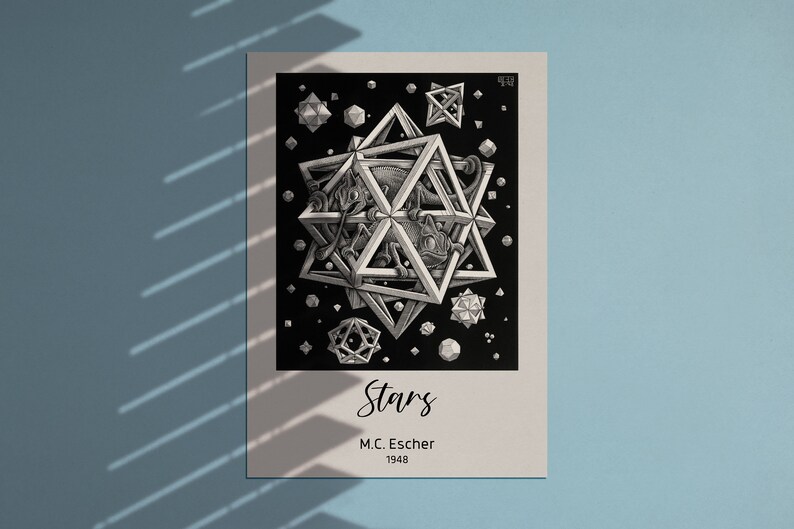 MC Escher Posters, Stars Poster, MC Escher Prints, Geometric Wall Art ...