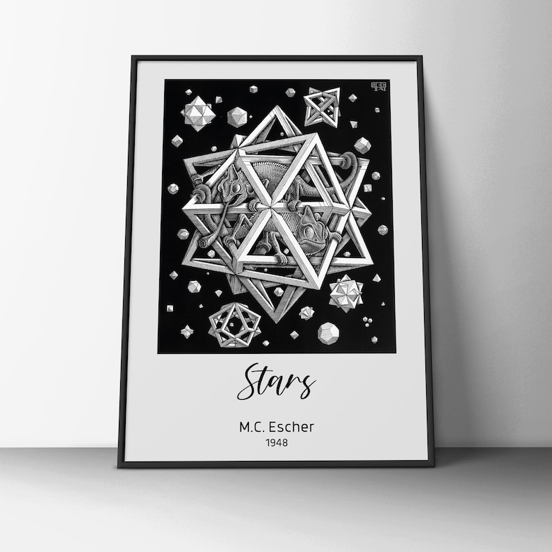 MC Escher Posters, Stars Poster, MC Escher Prints, Geometric Wall Art ...