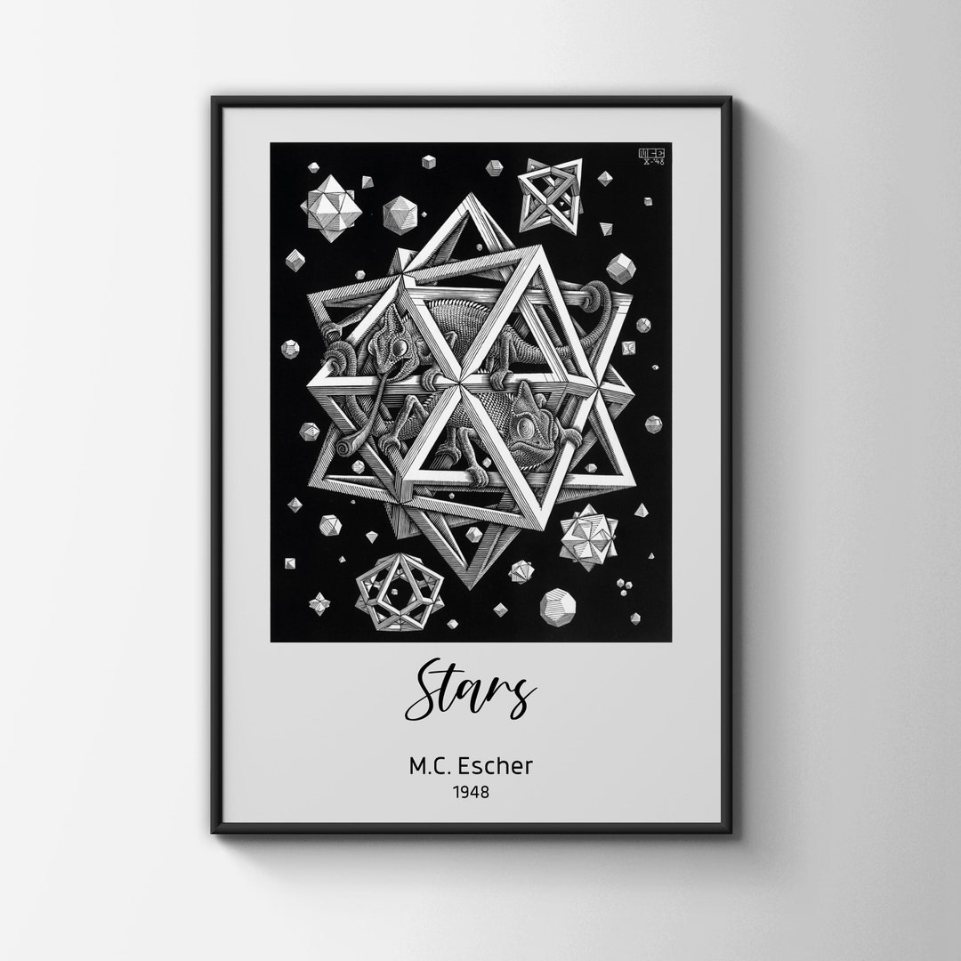 MC Escher Posters, Stars Poster, MC Escher Prints, Geometric Wall Art ...
