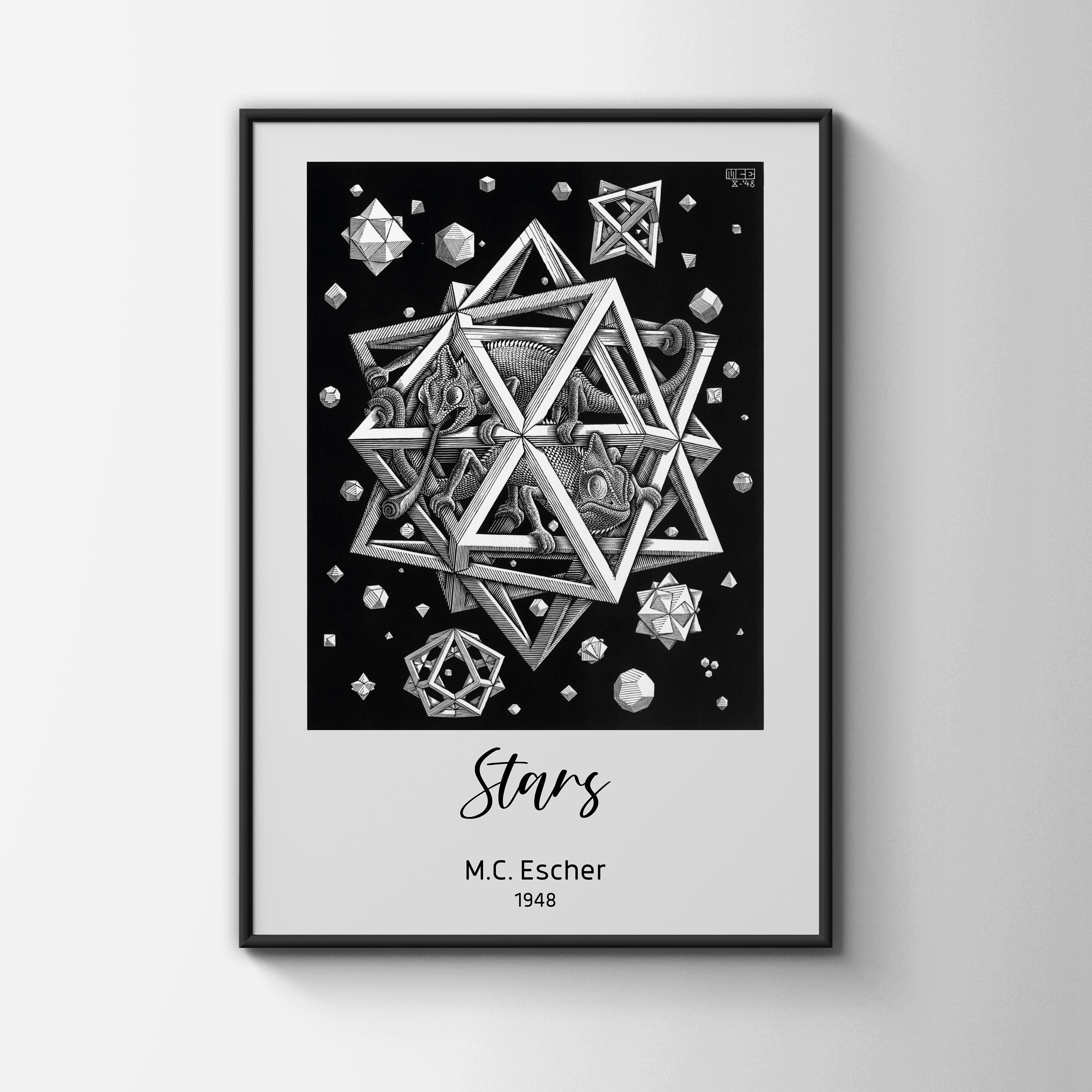 MC Escher, Stars Poster, Fine Art Print, Geometric Wall Art, Home Decor ...