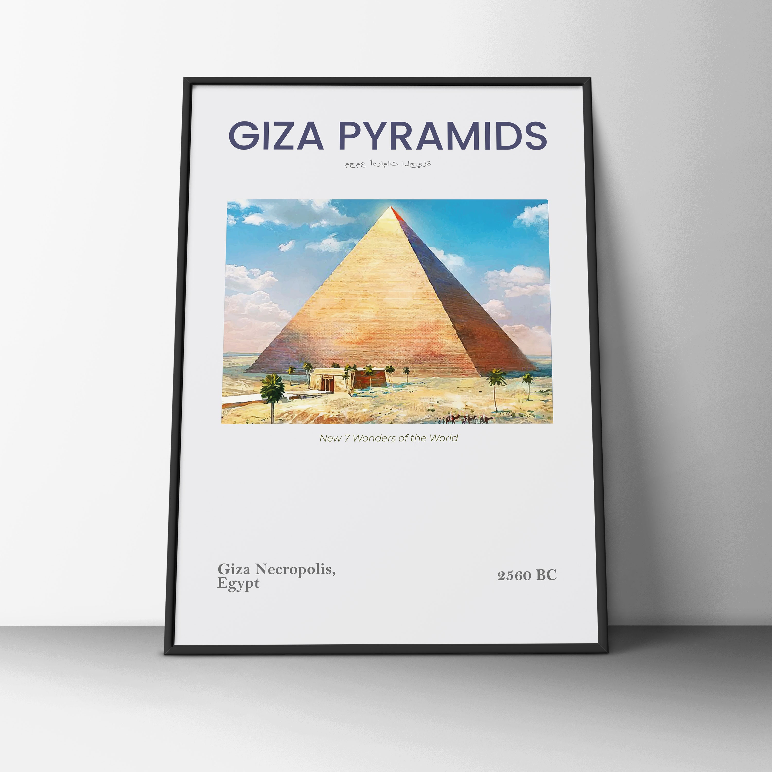 Giza Pyramids Poster, New 7 Wonders of the World Print, Wedding Gift ...