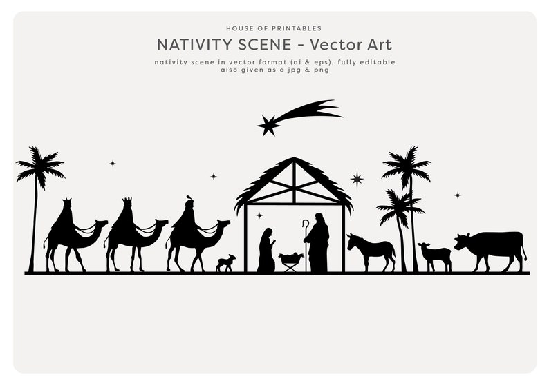 Nativity Scene Vector Clipart / INSTANT DOWNLOAD / Fully Editable ...
