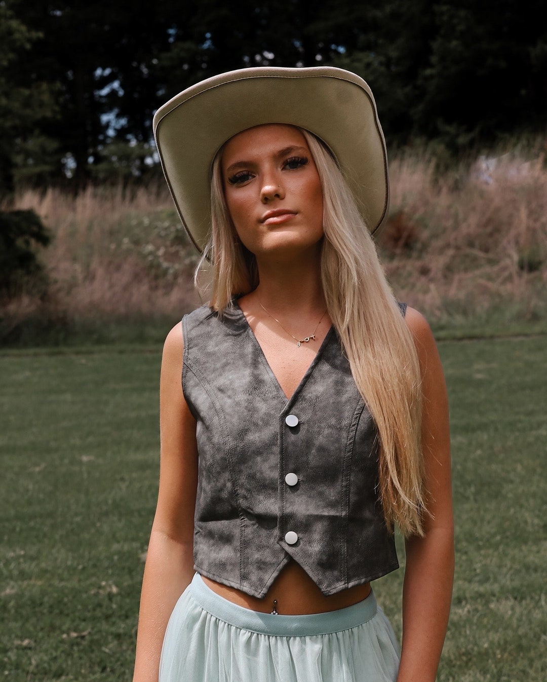 Knoxville Rustic Vest Cowgirl Button Down Waistcoat Country Rodeo ...