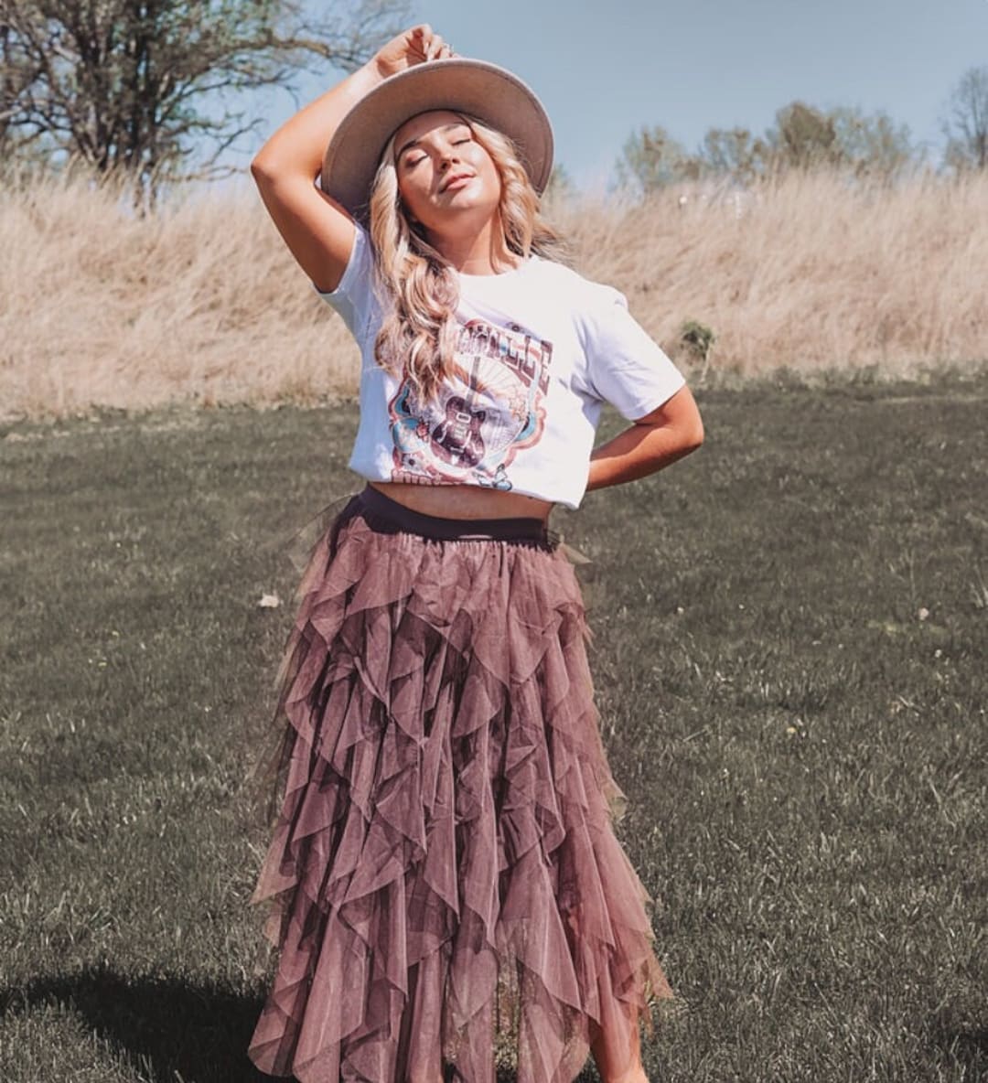 Bohemian Tempest Moon Tulle Layered Skirt Country Wedding Guest Boho ...