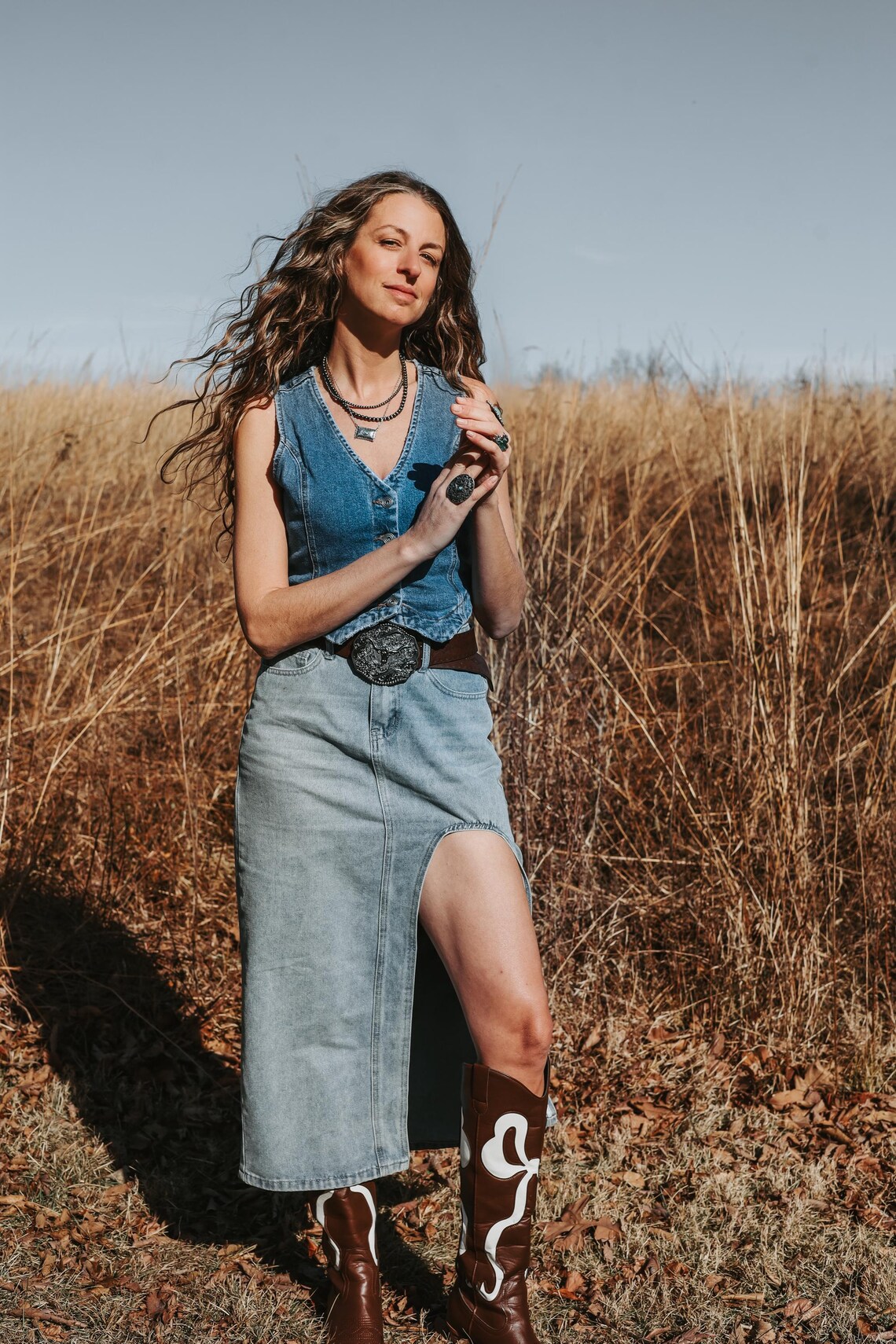 Locksley Denim Vest - Western Cowgirl Button Down Jean Waistcoat - Etsy ...