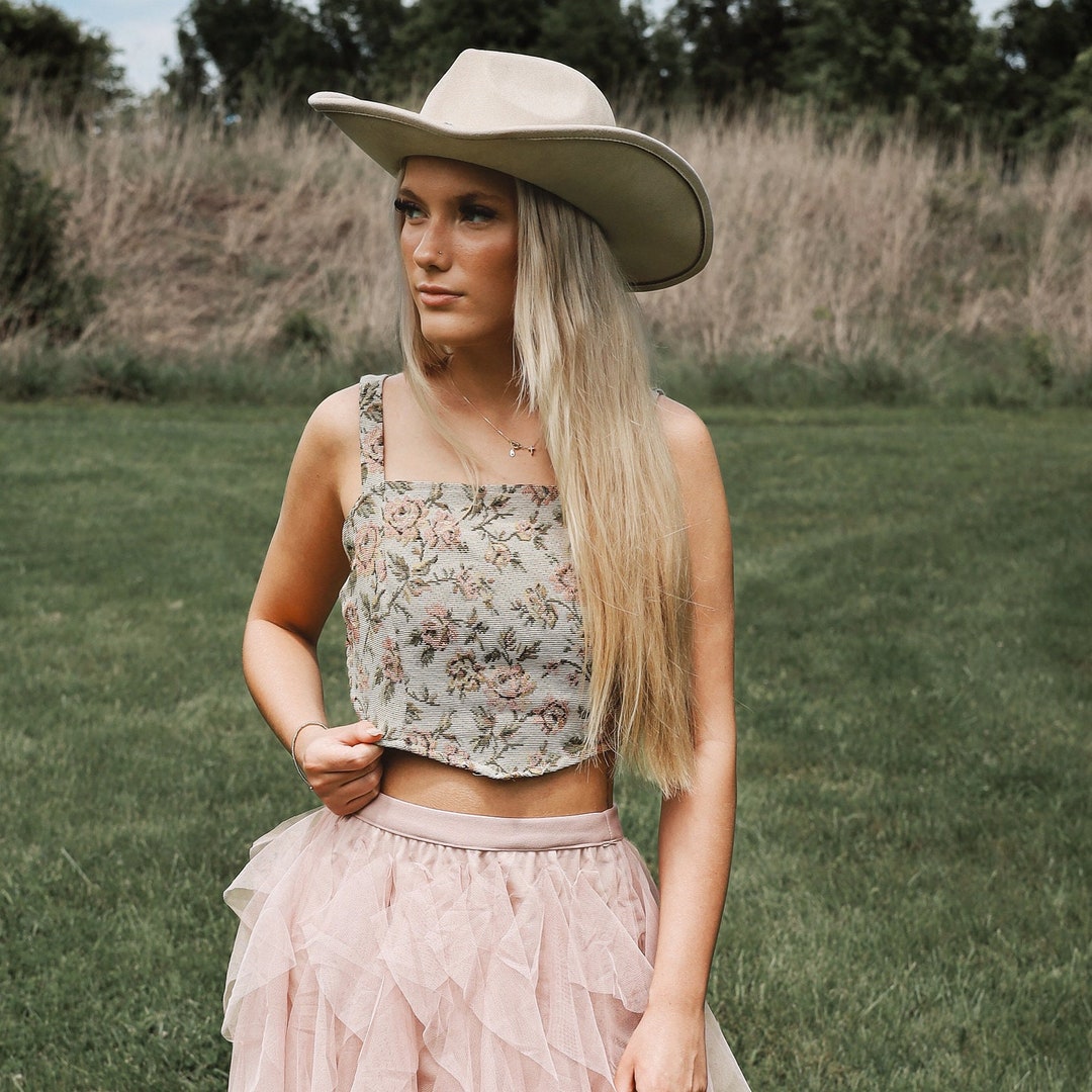 Stillwater Floral Tapestry Top Romantic Country Cottage Crop Blouse ...