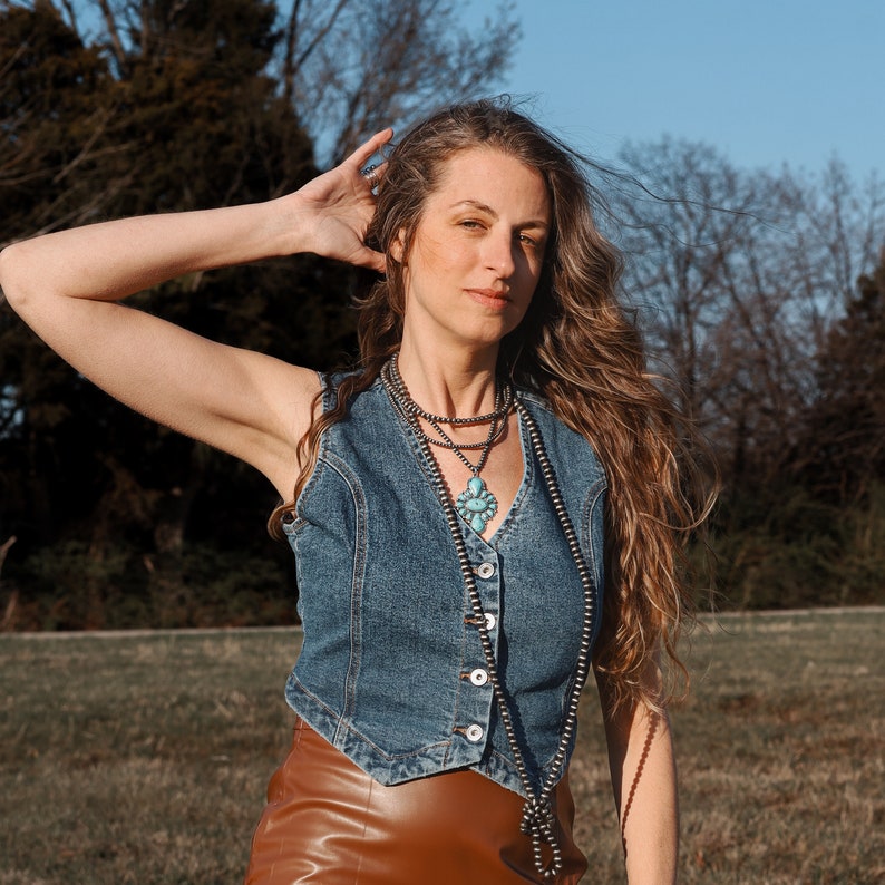 Locksley Denim Vest - Western Cowgirl Button Down Jean Waistcoat - Etsy ...