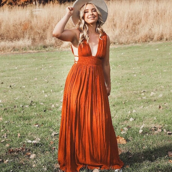 Burnt Orange Country Dress - Etsy