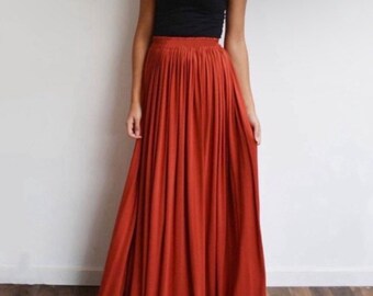 Rust Pleated Skirt - Etsy